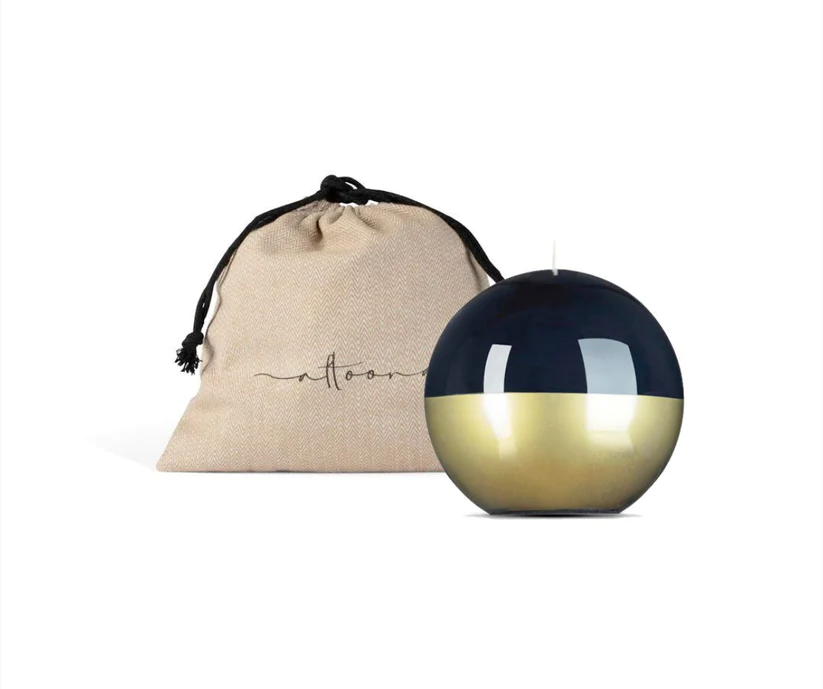 4 INCH HIGH GLOSS METALLIC CANDLE SPHERE - BLACK/GOLD – The Westview Shop